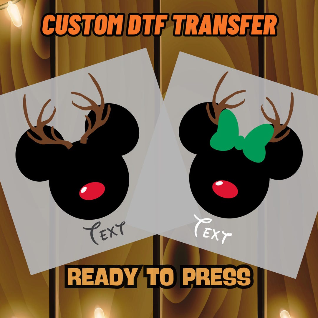 Mickey and Minnie Deer Custom Name DTF Print, Mickey Family Match, DIY ...