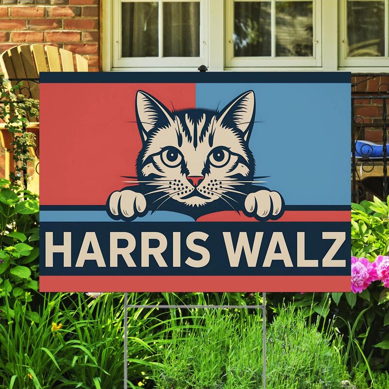Harris Walz Cat Yard Sign - Etsy