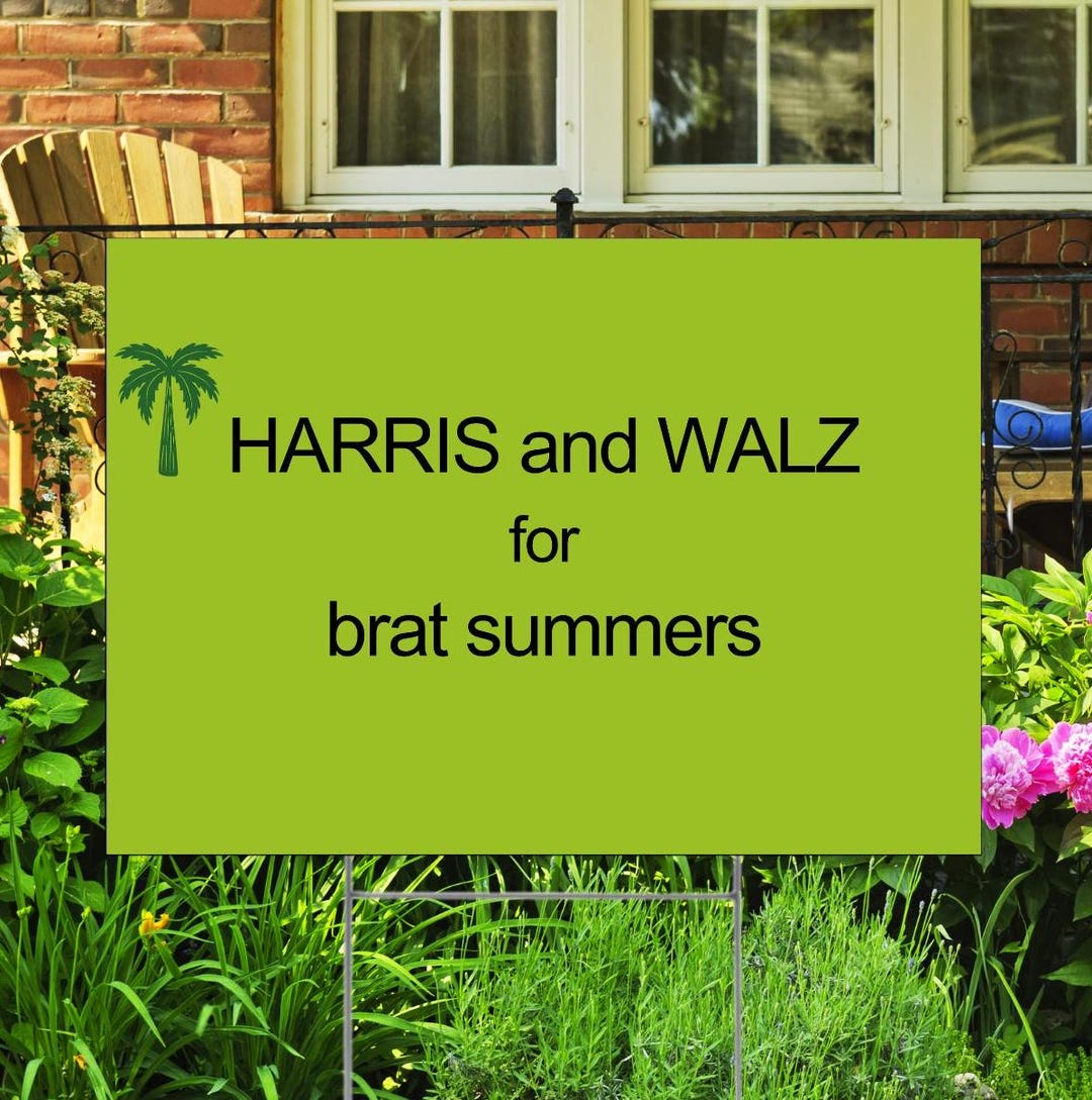 Kamala IS Brat, Coconut Tree Kamala Brat, Lime Green Yard Sign, Harris ...