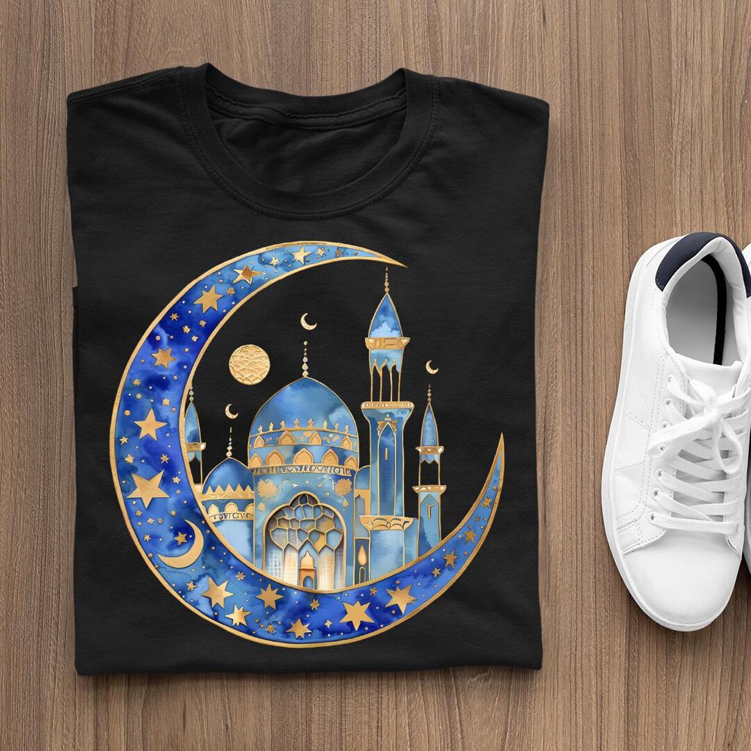 Ramadan DTF Print - Islamic Heat Transfer - Crescent Moon Mosque Iron ...