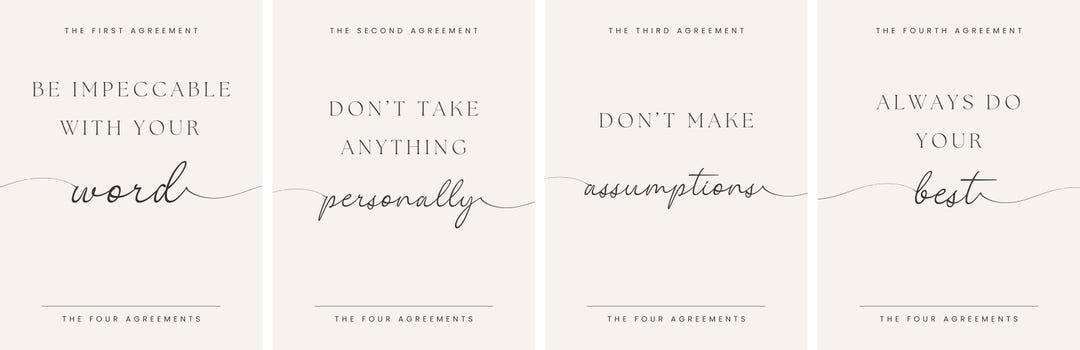 The Four Agreements Printable Wall Art Set - Etsy