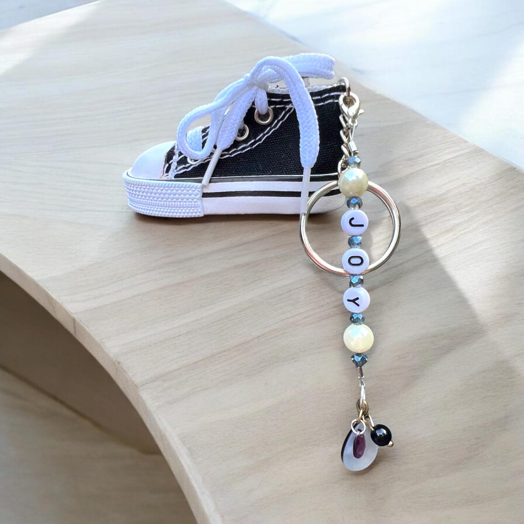 JOY Keychain Bag Charm Converse Style Sneaker - Etsy