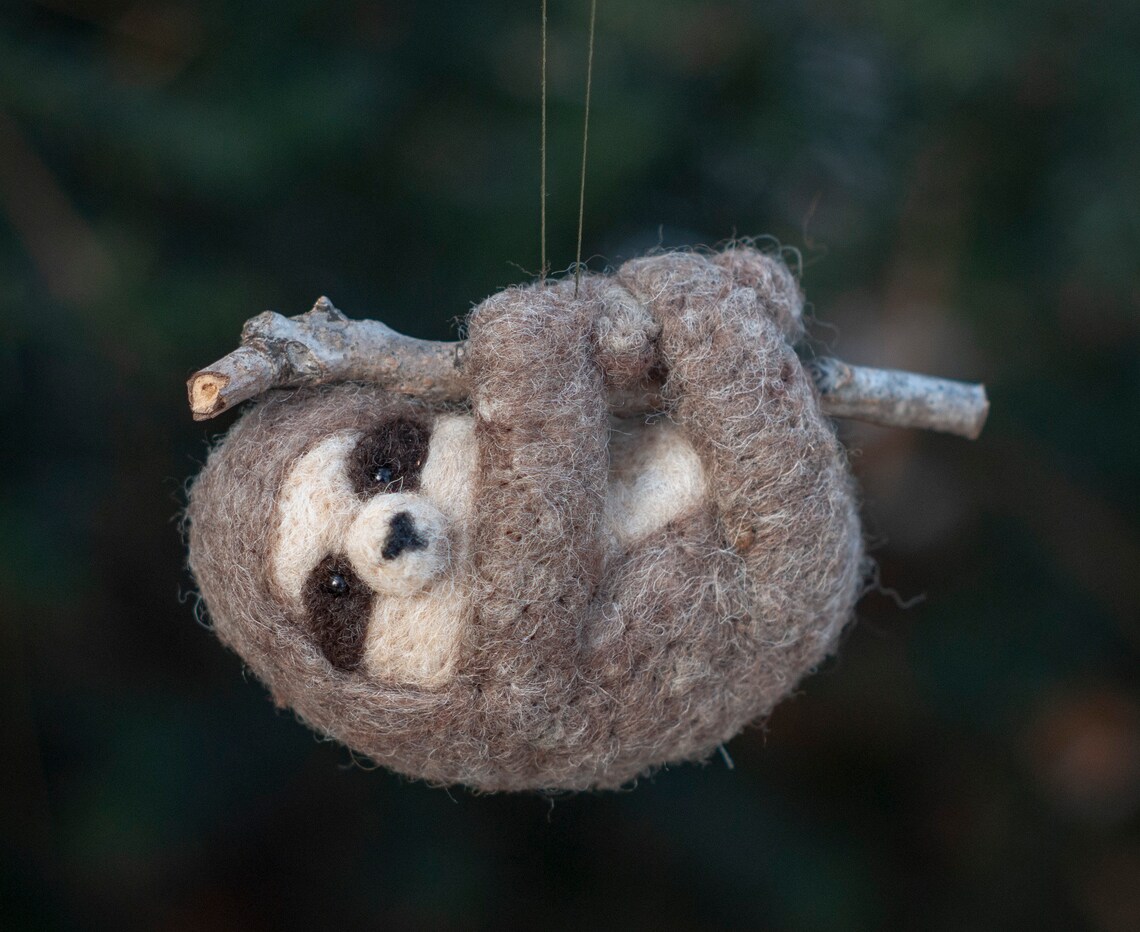 Sloth Ornament Needle Felted | Etsy