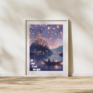 Tangled Floating Lantern Scene Print, 'at Last I See the Light' Poster ...