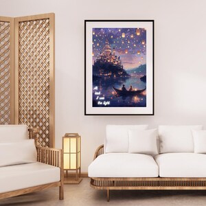 Tangled Floating Lantern Scene Print, 'at Last I See the Light' Poster ...