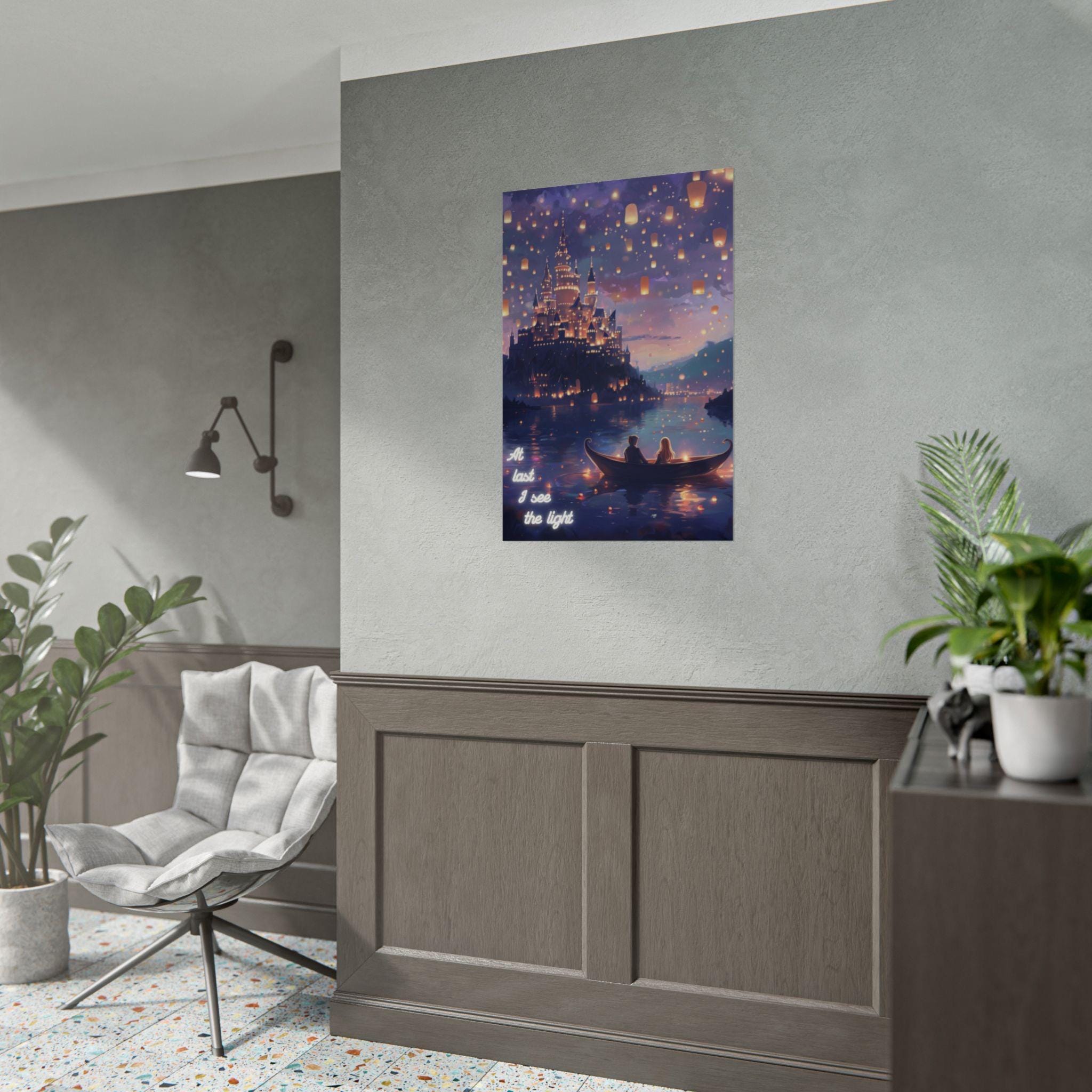 Tangled Floating Lantern Scene Poster, Tangled Art Print, Disney ...