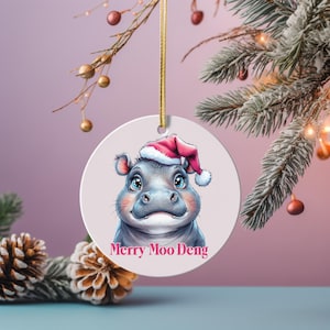 Moo Deng Christmas Ornament, Moo Deng Gifts, Moo Deng Tree Decoration ...