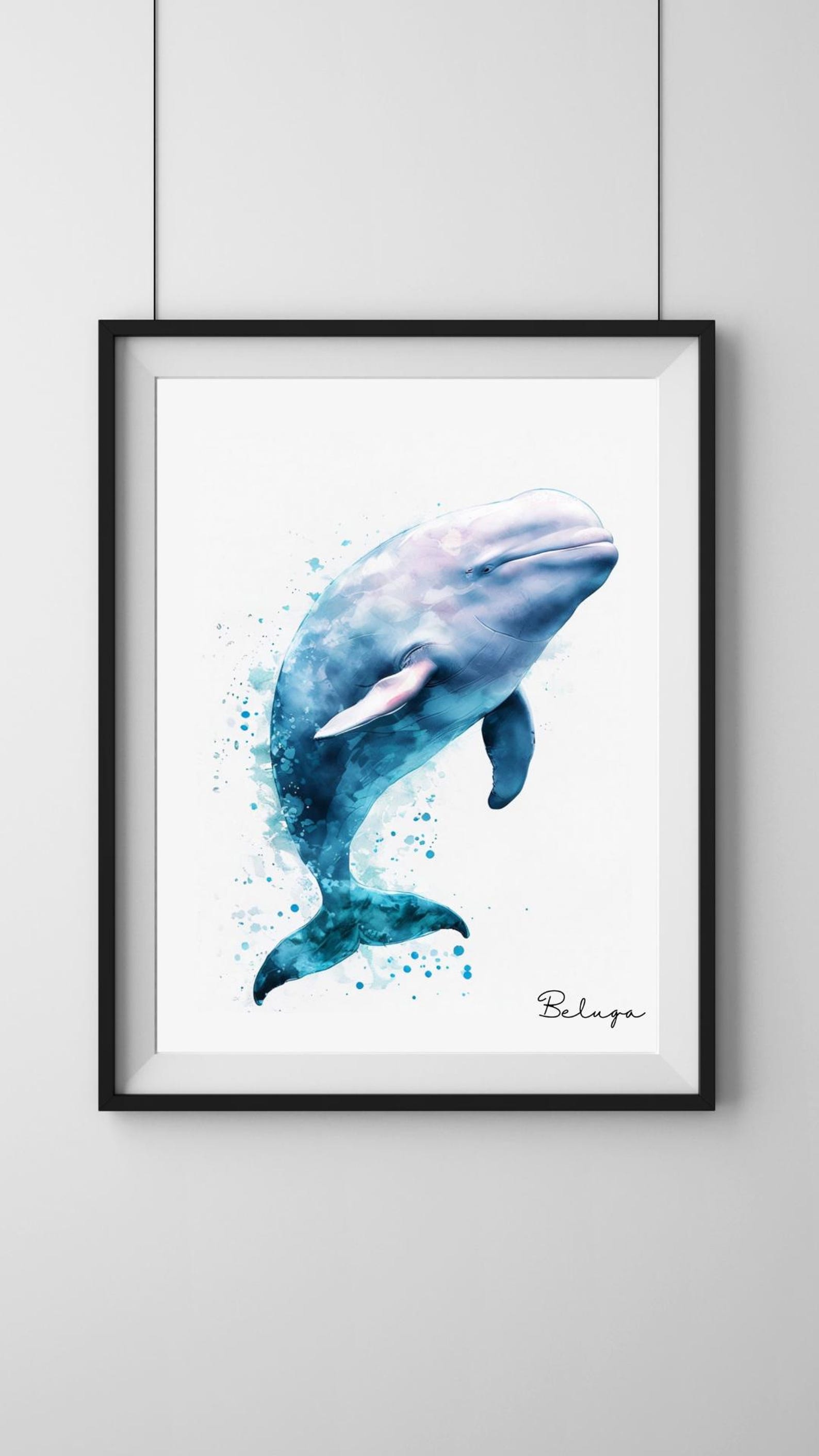 Beluga Whale Print, Cute Whale Wall Art Poster, Ocean Nursery Decor ...