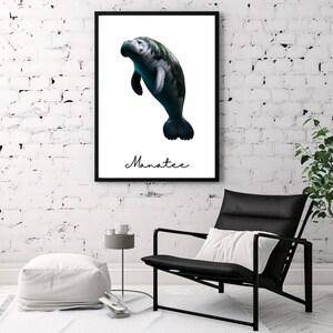 Manatee Art Print, Sea Cow Digital Wall Art, Manatee Gift, Ocean Lovers ...