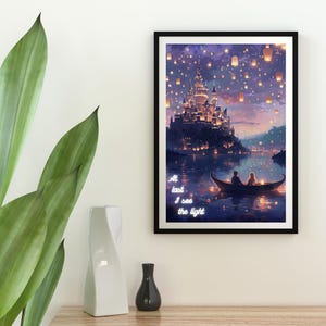 Tangled Floating Lantern Scene Print, 'at Last I See the Light' Poster ...
