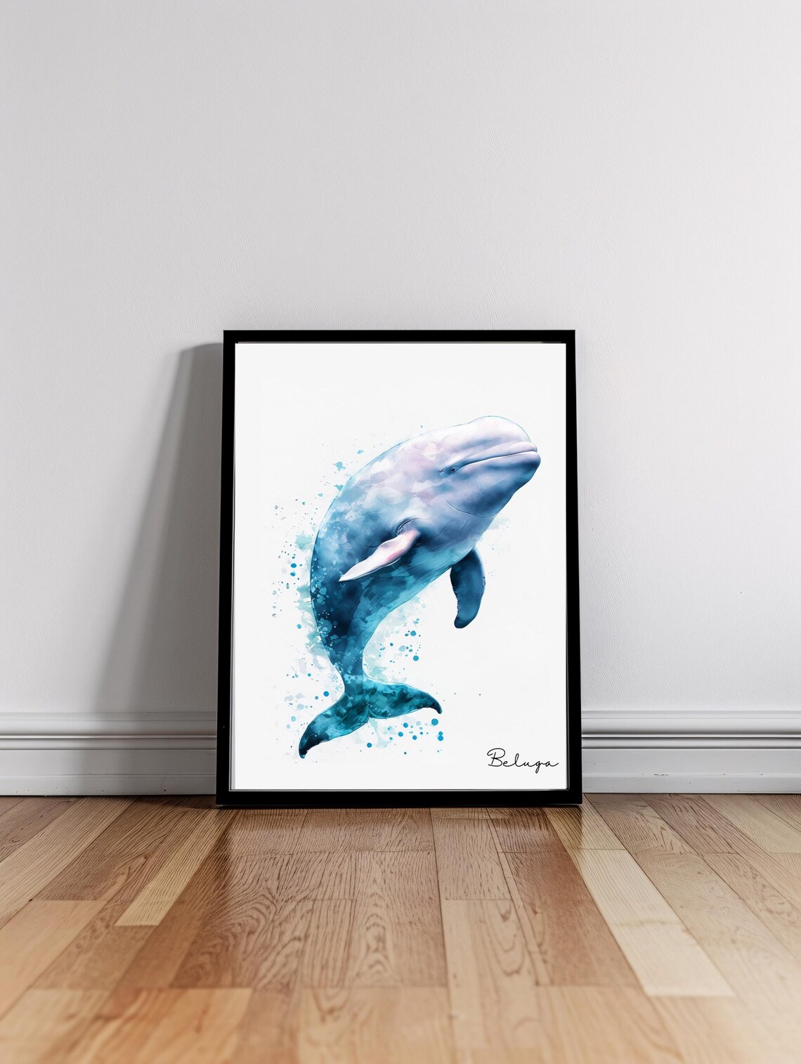 Beluga Whale Print, Cute Whale Wall Art Poster, Ocean Nursery Decor ...