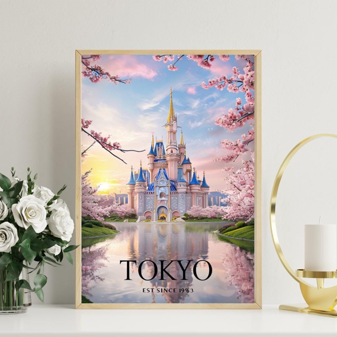 Tokyo Disneyland Poster, Cinderella Castle Print, Disney Japan Home ...