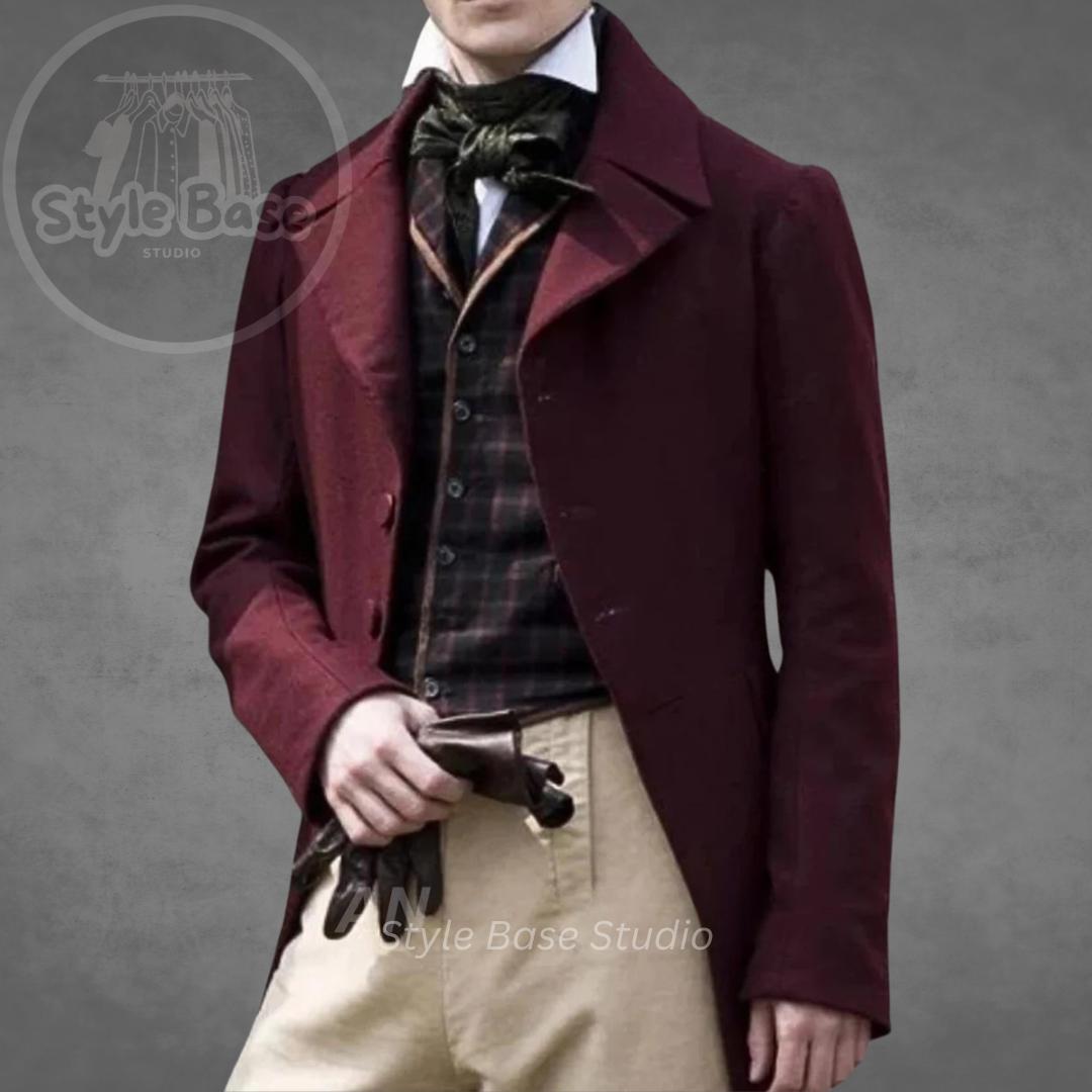 Men's Burgundy Regency Tailcoat - Historical Victorian Costume - Period ...