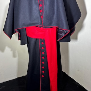 Traditional Black & Red Priest Cassock Robe - Clergy Vestment ...