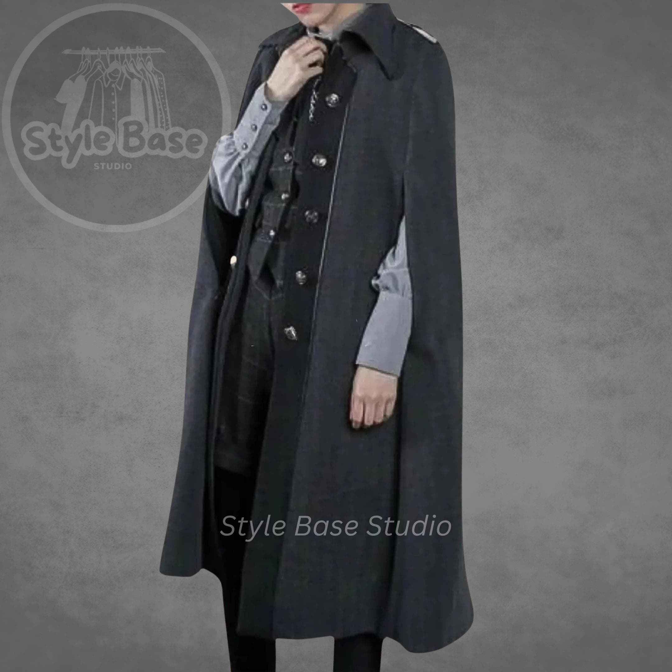New Men's Black Replica Military Cape-griffin School Women Long Cloak ...