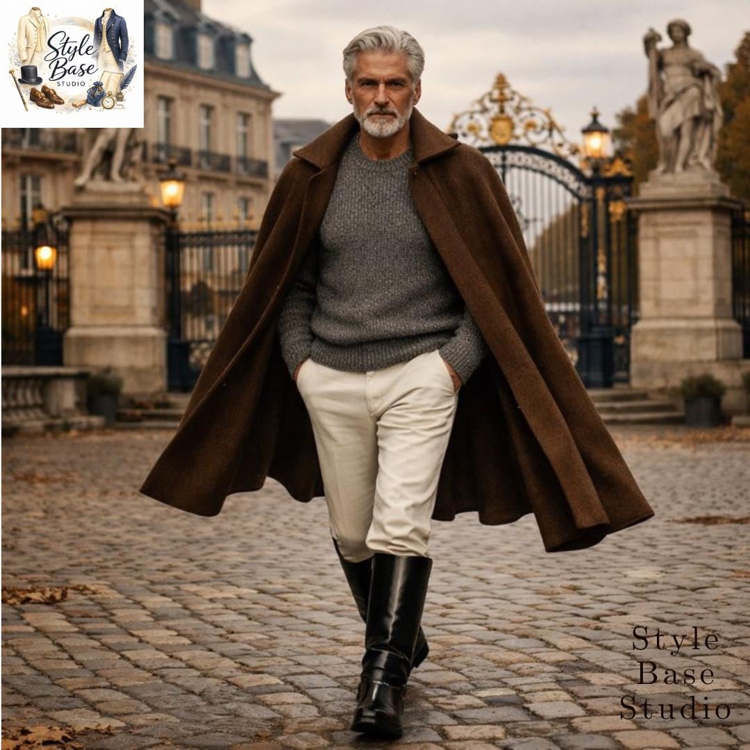 Men’s Brown Wool Cloak Cape – Handmade Vintage-inspired Overcoat for ...