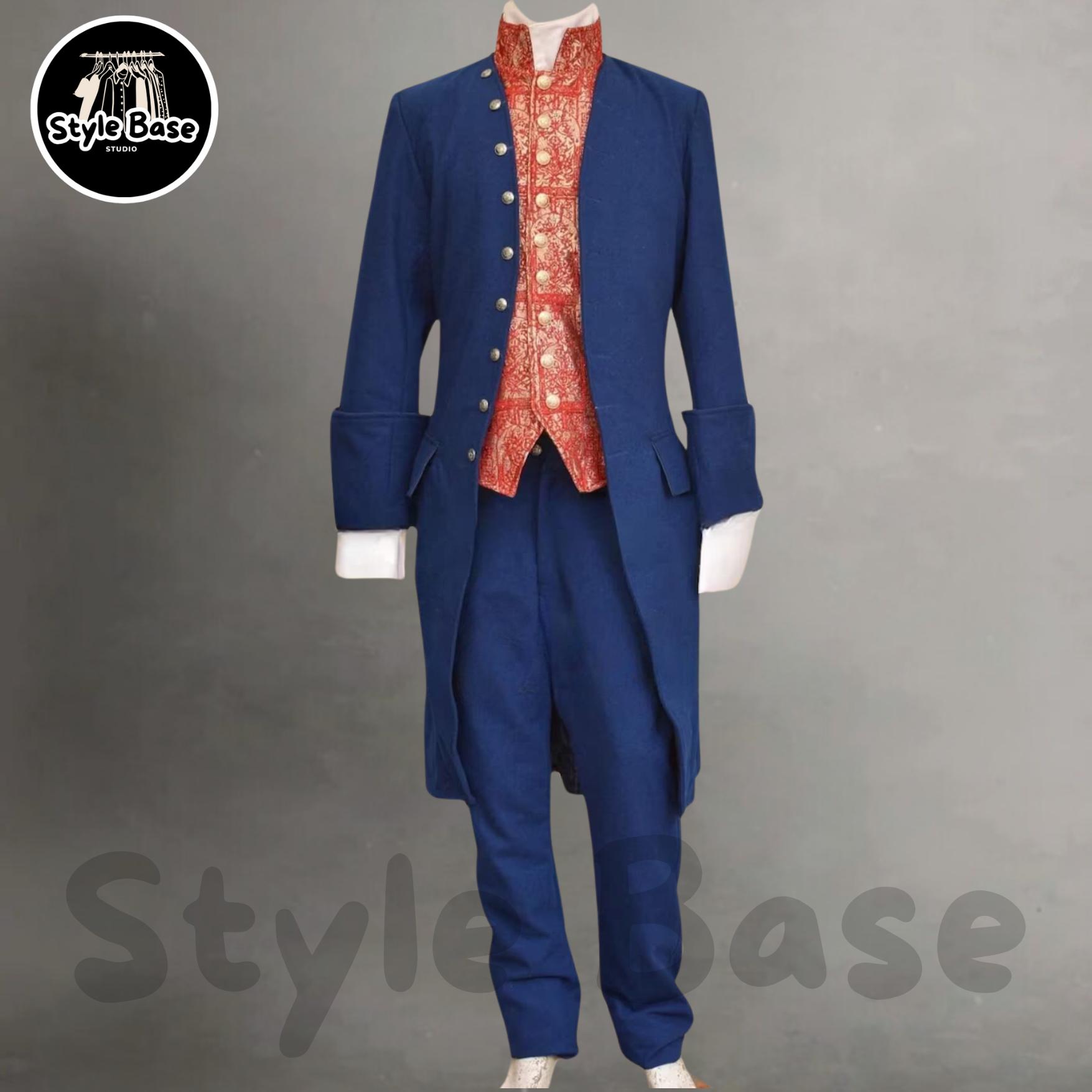 Men’s 18th Century Blue Frock Coat -historical Colonial Outfit - Jamie ...