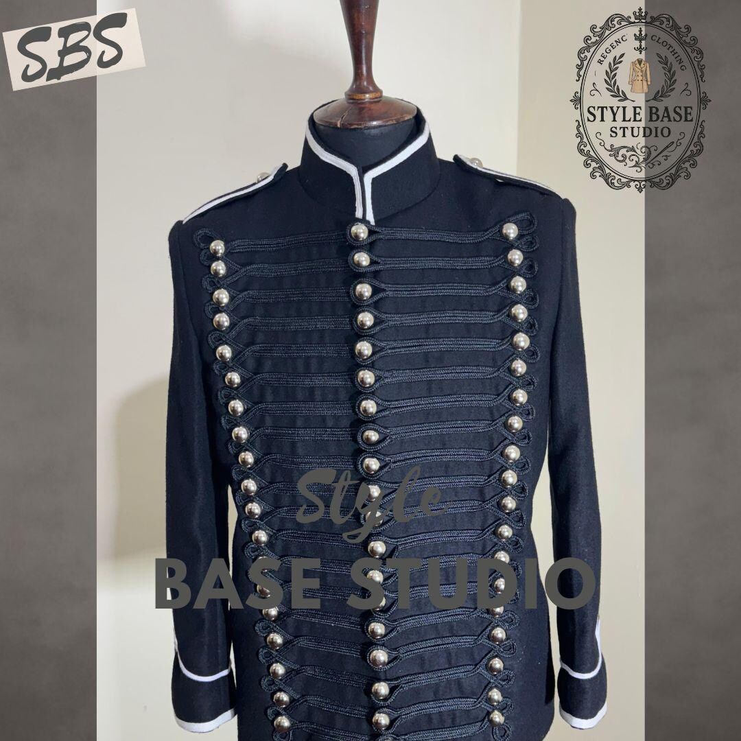 Men's Custom Wool Steampunk Military Jacket – Black Parade Style Coat ...