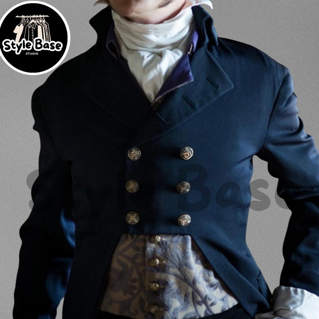New Men's Regency Tailcoat 18th Century Tailcoat British Tailcoat Bridgeton Tailcoat Navy Blue ...