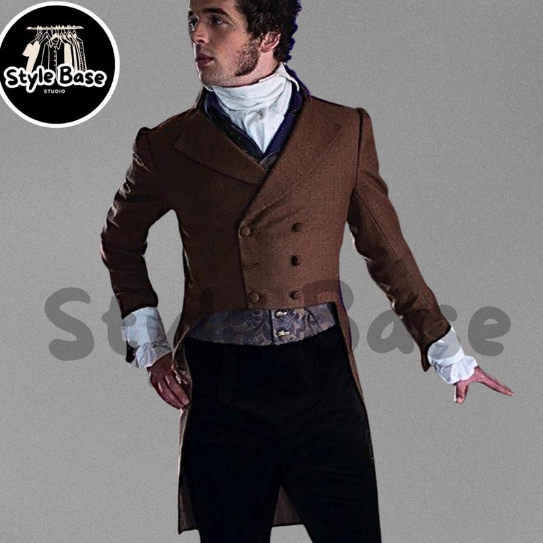 New Men's Brown Wool Regency Coat - Military Tailcoat - Anthony ...