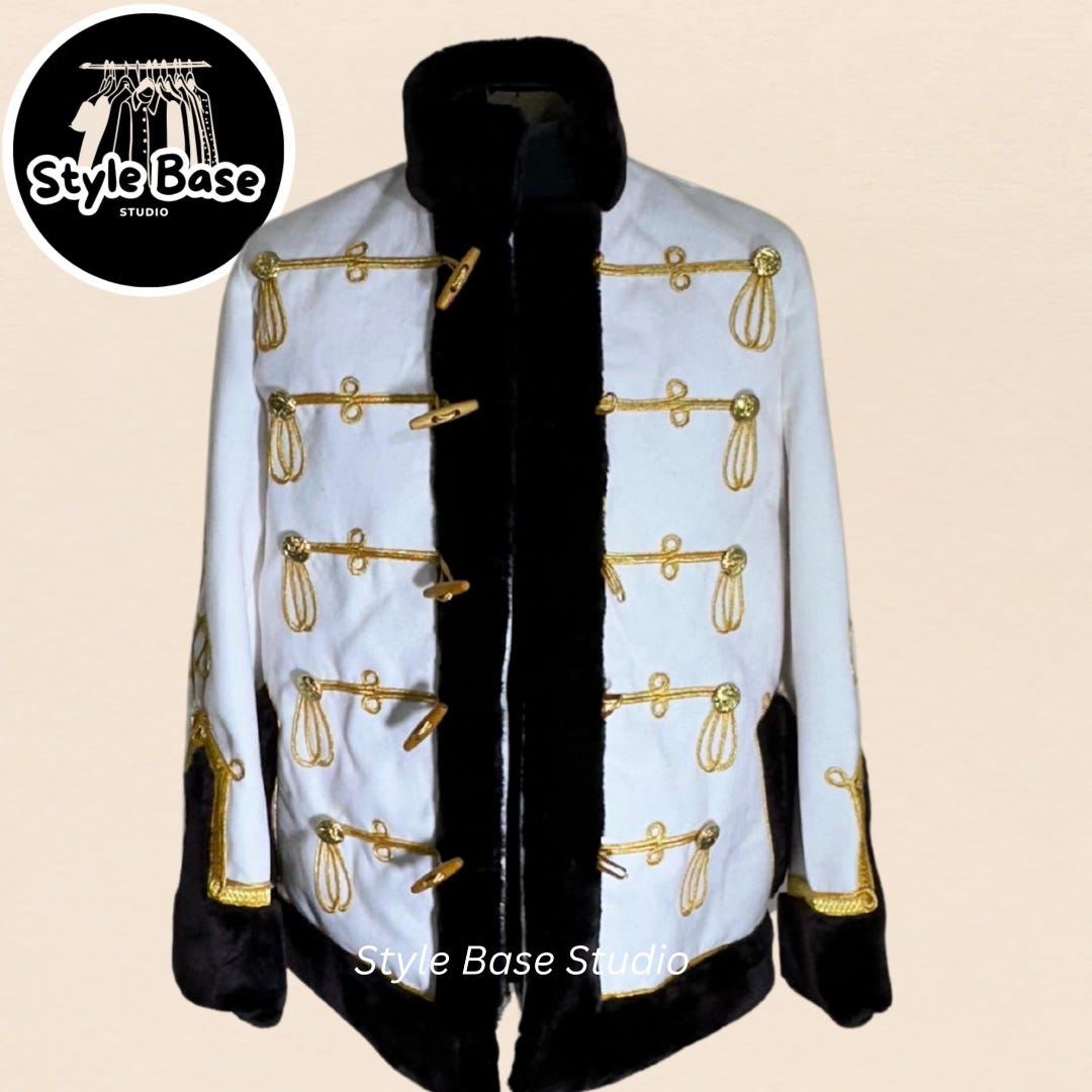 Men's White Hussar Pelisse Coat – Jimi Hendrix Inspired Royal Military ...