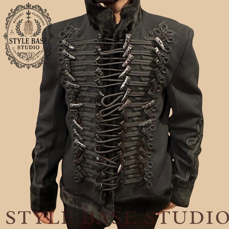 Men's Black Wool Hussar Jacket – Napoleonic Military Coat - Etsy