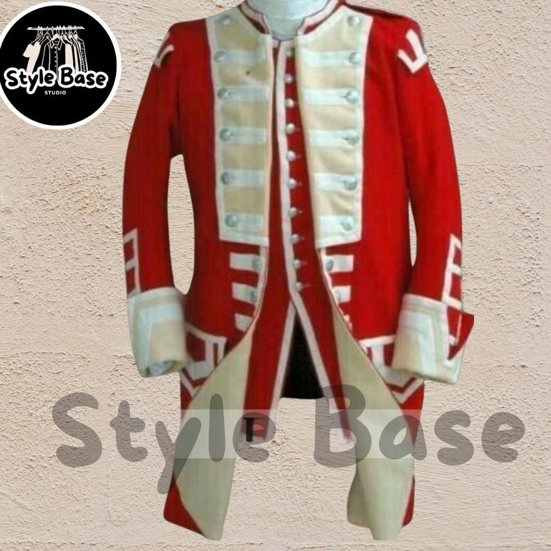 New Men's Revolutionary War Regimental Army Coat Red Wool Military ...