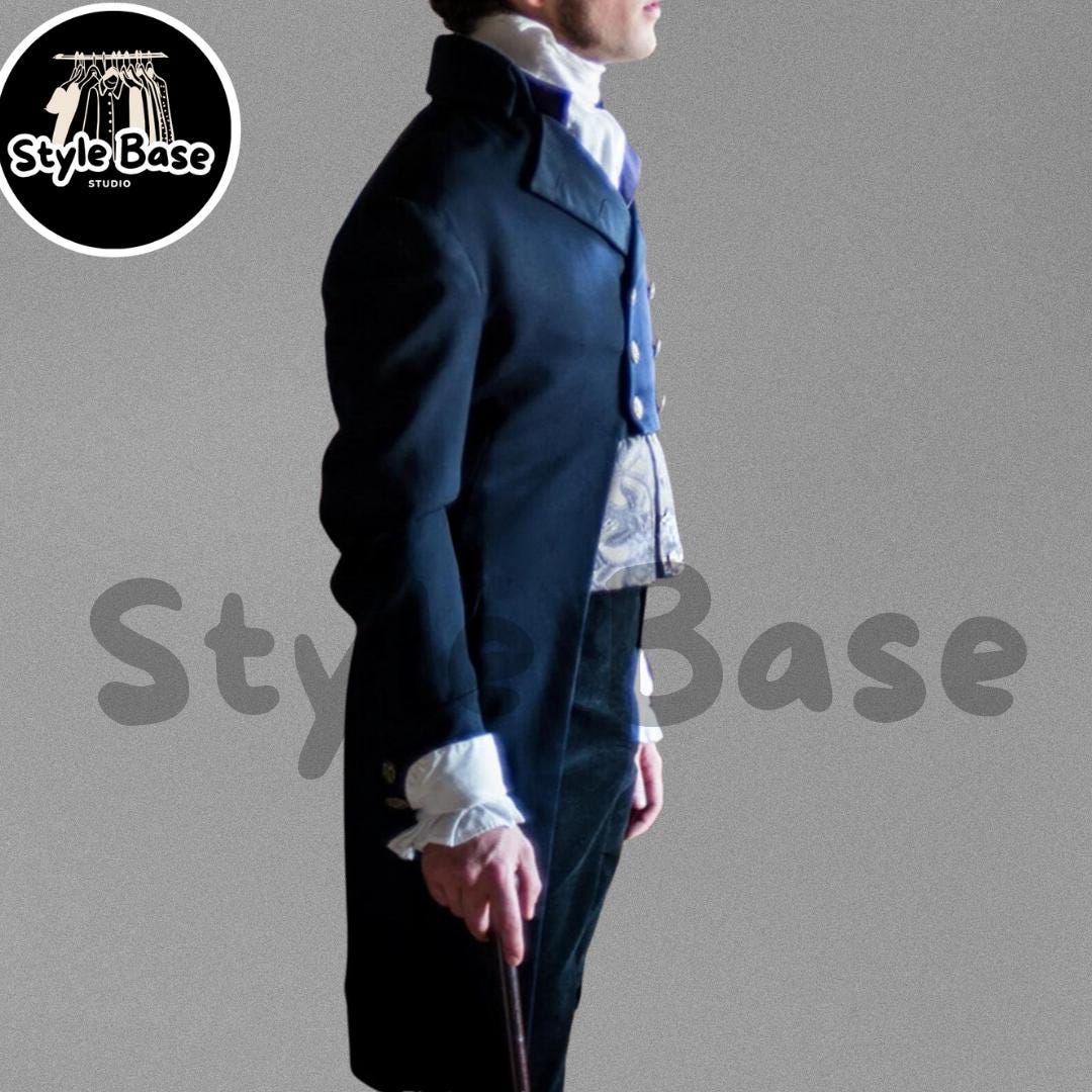 New Men's Regency Tailcoat 18th Century Tailcoat British Tailcoat Bridgeton Tailcoat Navy Blue ...