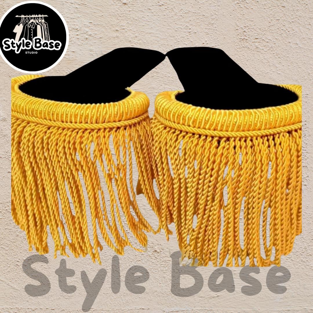 Gold Bullion Shoulder Epaulettes With Fringe - Embroidered Tassel ...