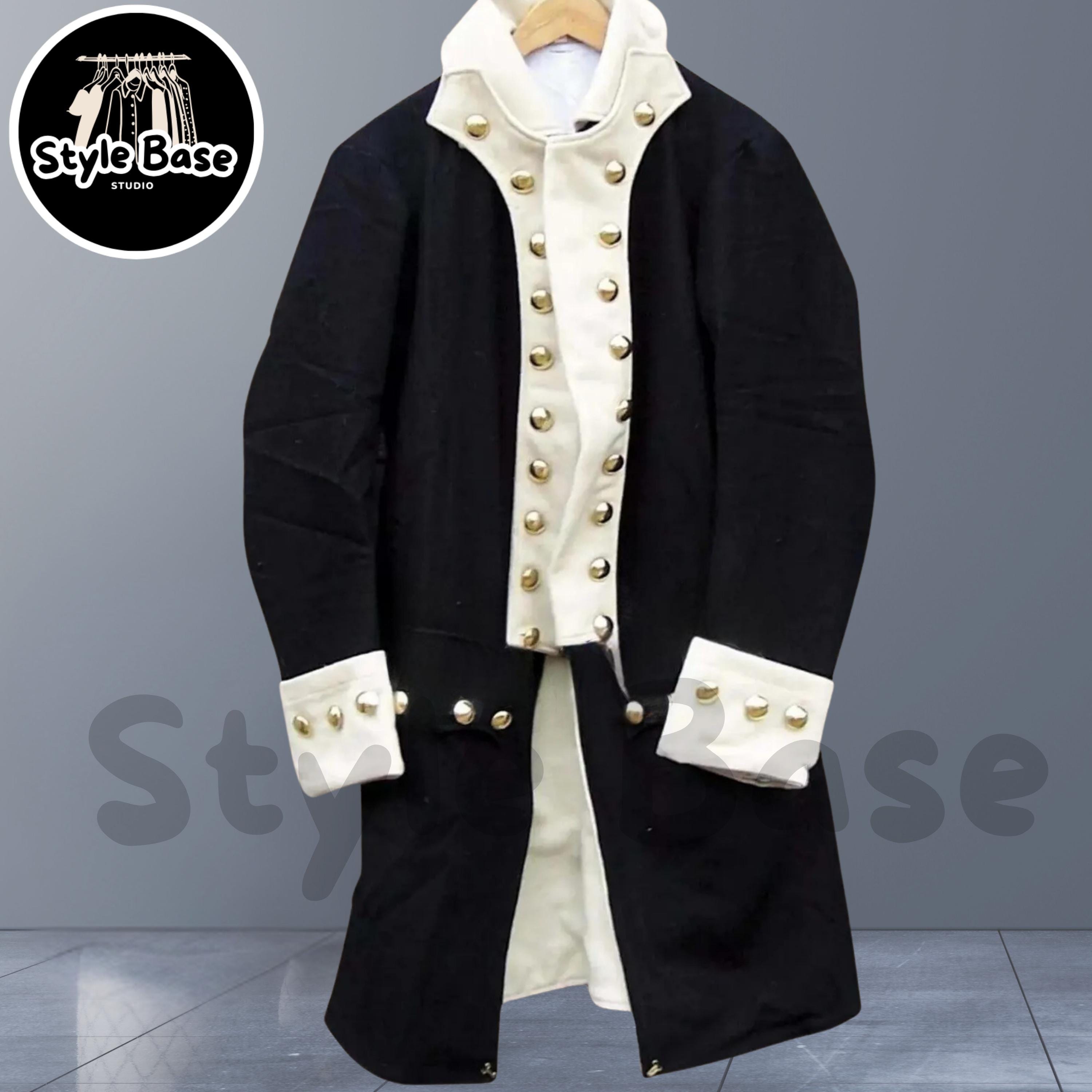 George Washington Uniform - Black & White Wool Continental Army Coat ...