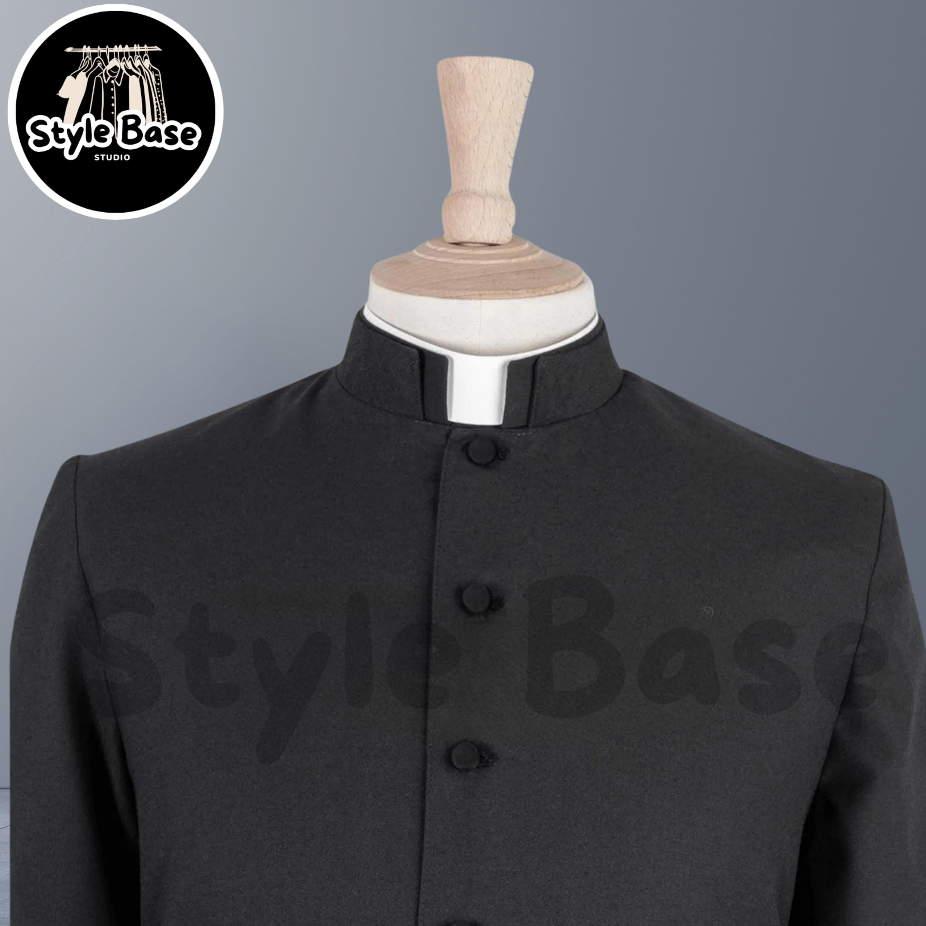 Black Roman Cassock - Custom Clergy Vestment - Liturgical Priest Robe ...