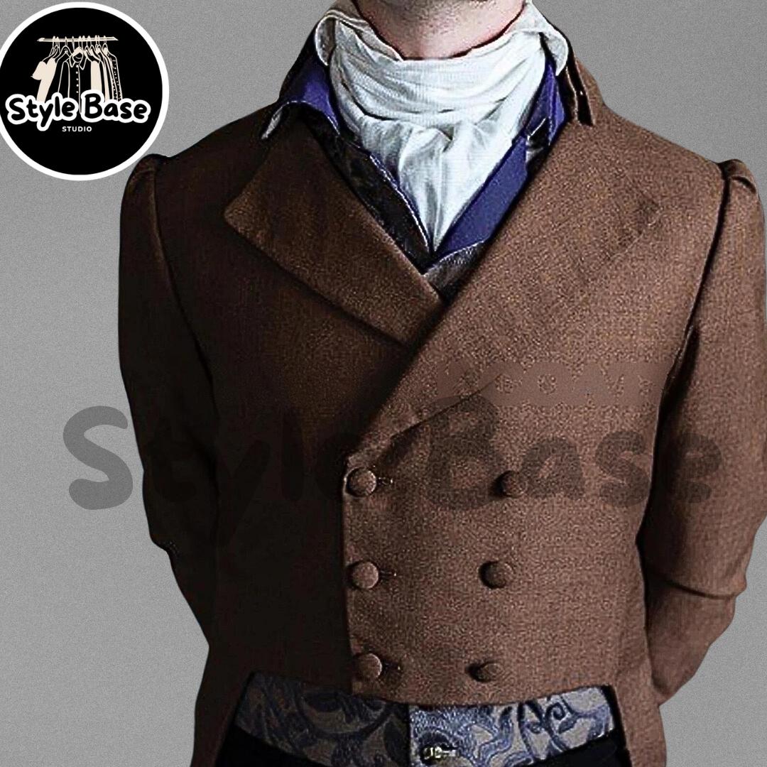 New Men's Brown Wool Regency Coat - Military Tailcoat - Anthony ...