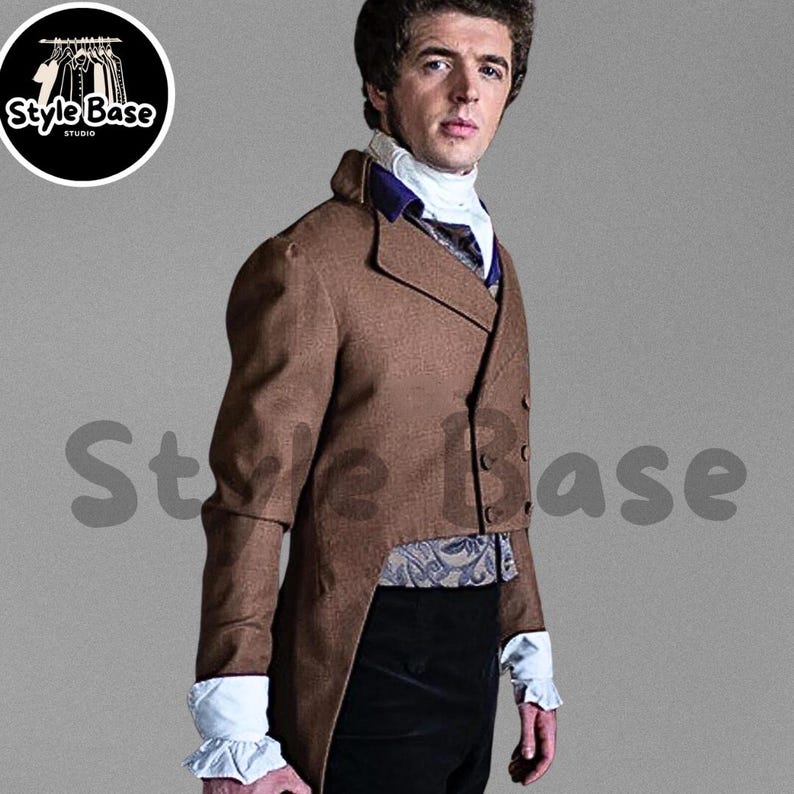New Men's Brown Wool Regency Coat - Military Tailcoat - Anthony ...