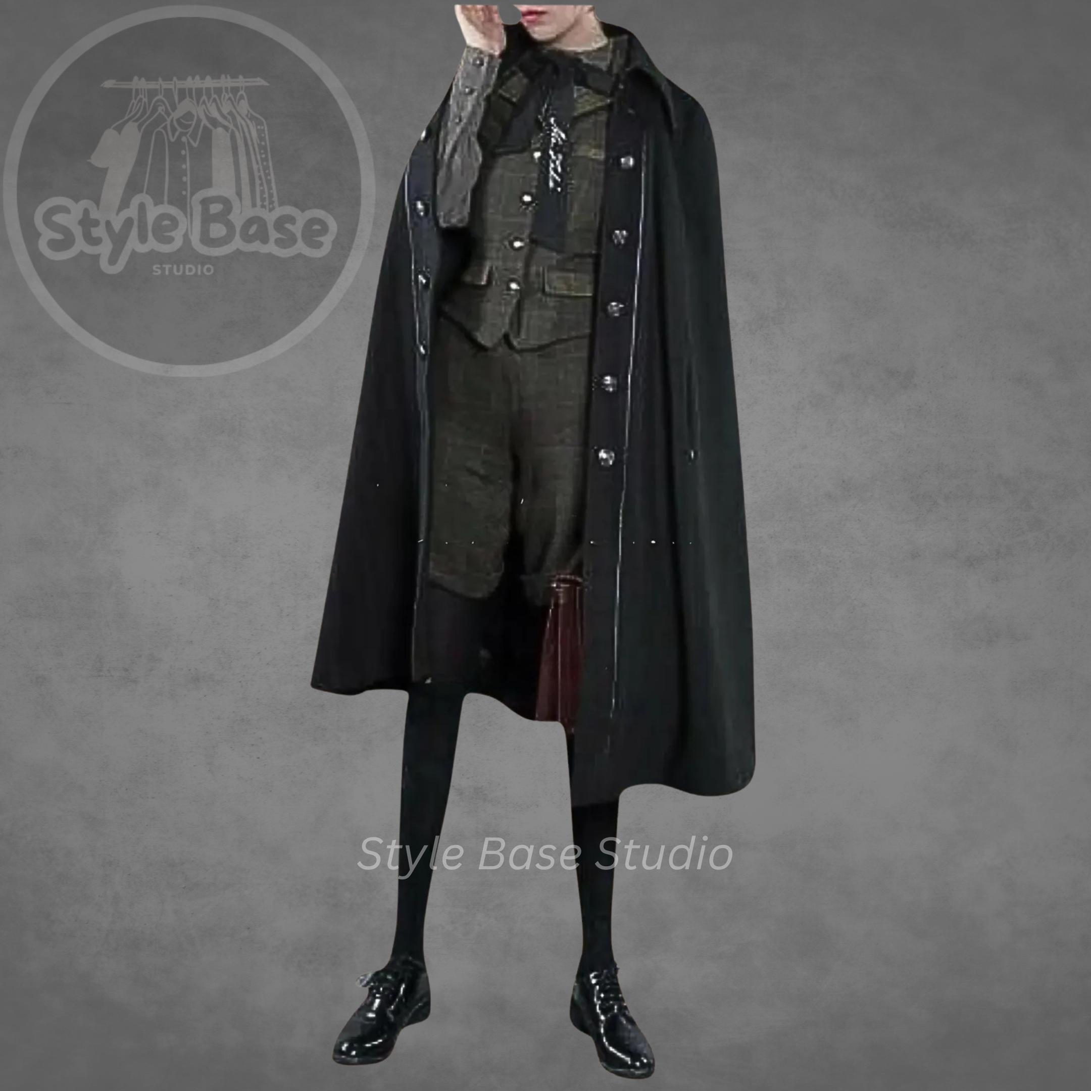 New Men's Black Replica Military Cape-griffin School Women Long Cloak ...