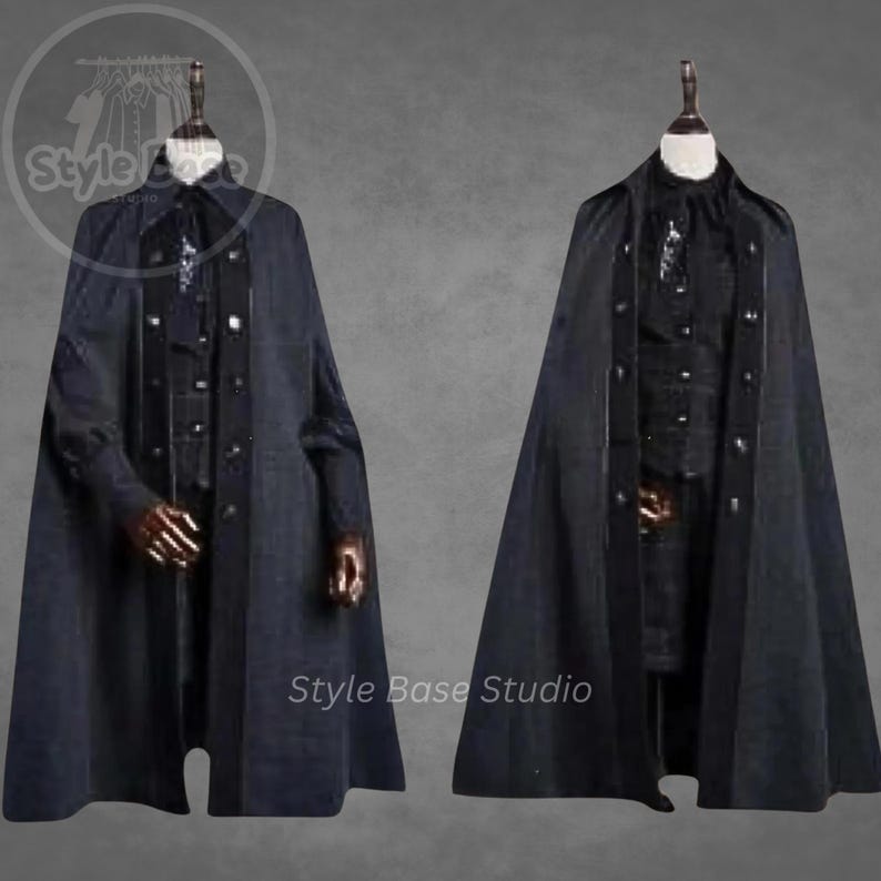 New Men's Black Replica Military Cape-griffin School Women Long Cloak ...