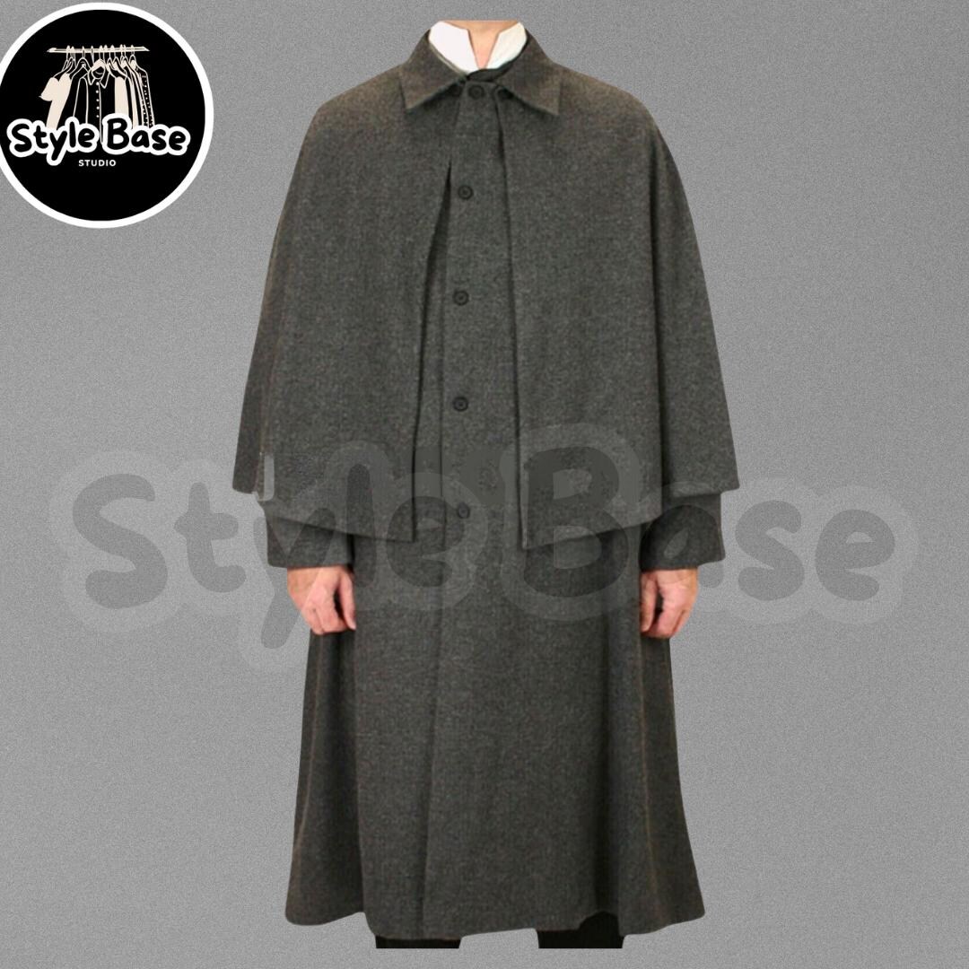 Brand New Hand Made Inverness/ Ulster Overcoat - Men's Cape Dark Gray ...