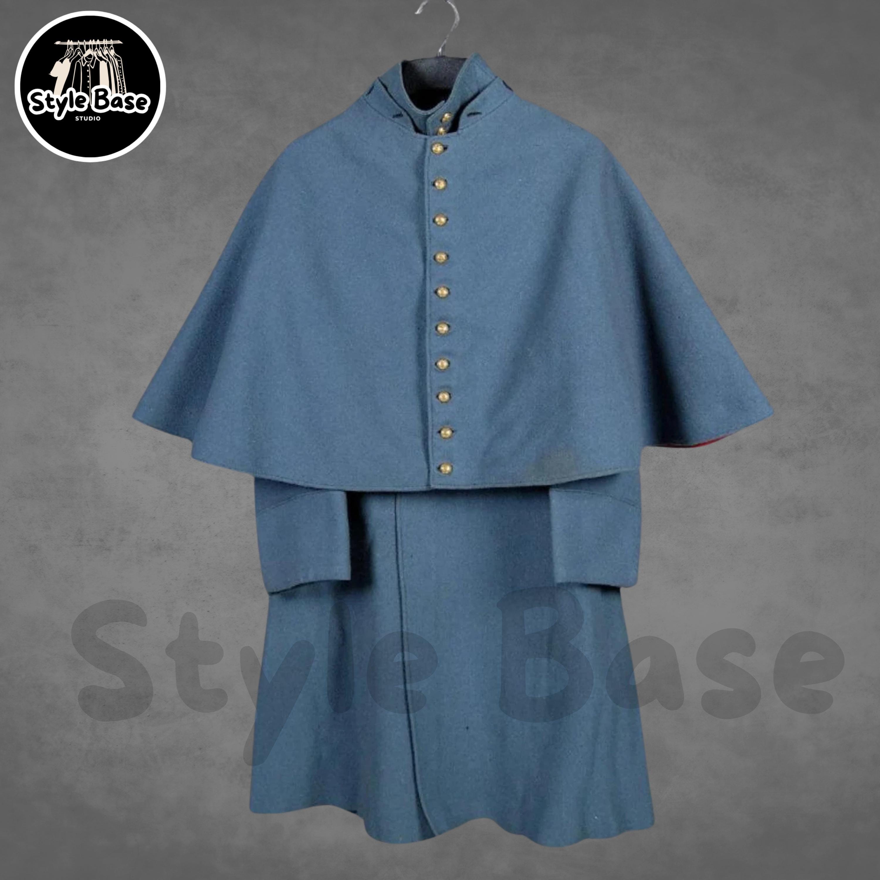 Elegant Victorian Wool Cloak - Blue Inverness Cape Coat for Civil War ...