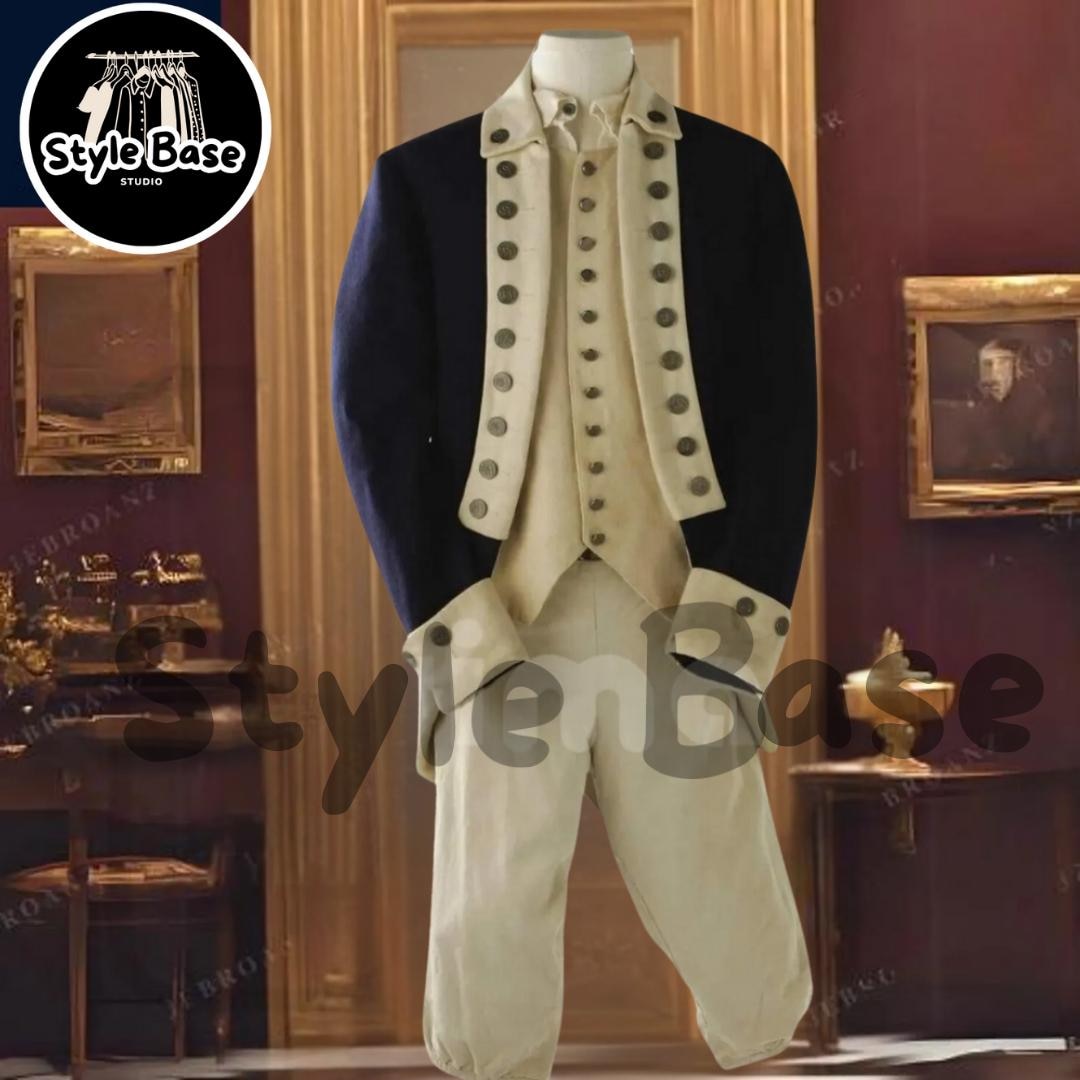 Men's Navy Blue and Off-white George Washington Uniform Wool Coat ...