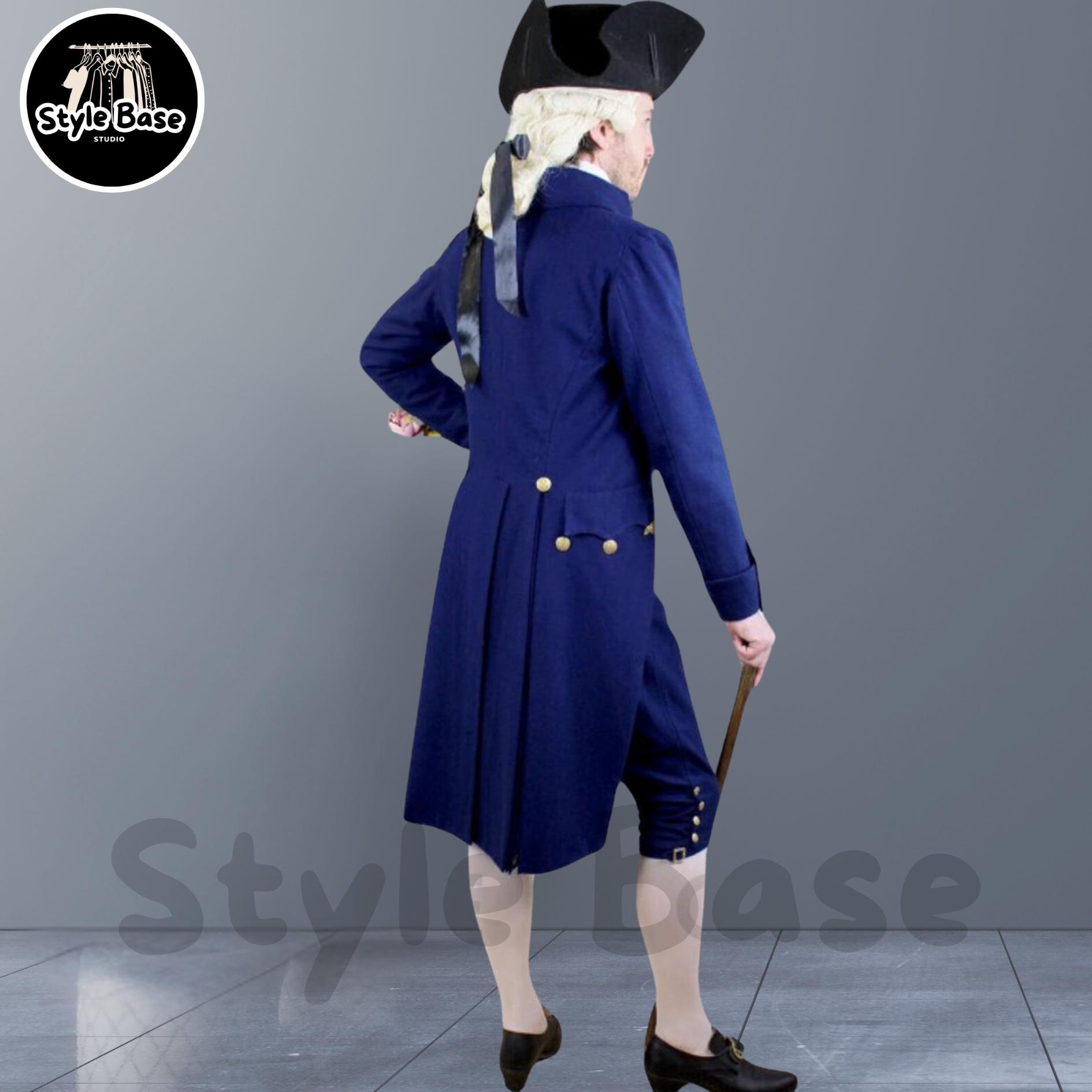 Men’s Blue 18th Century Tailcoat - Historical Colonial Outfit - Regency ...