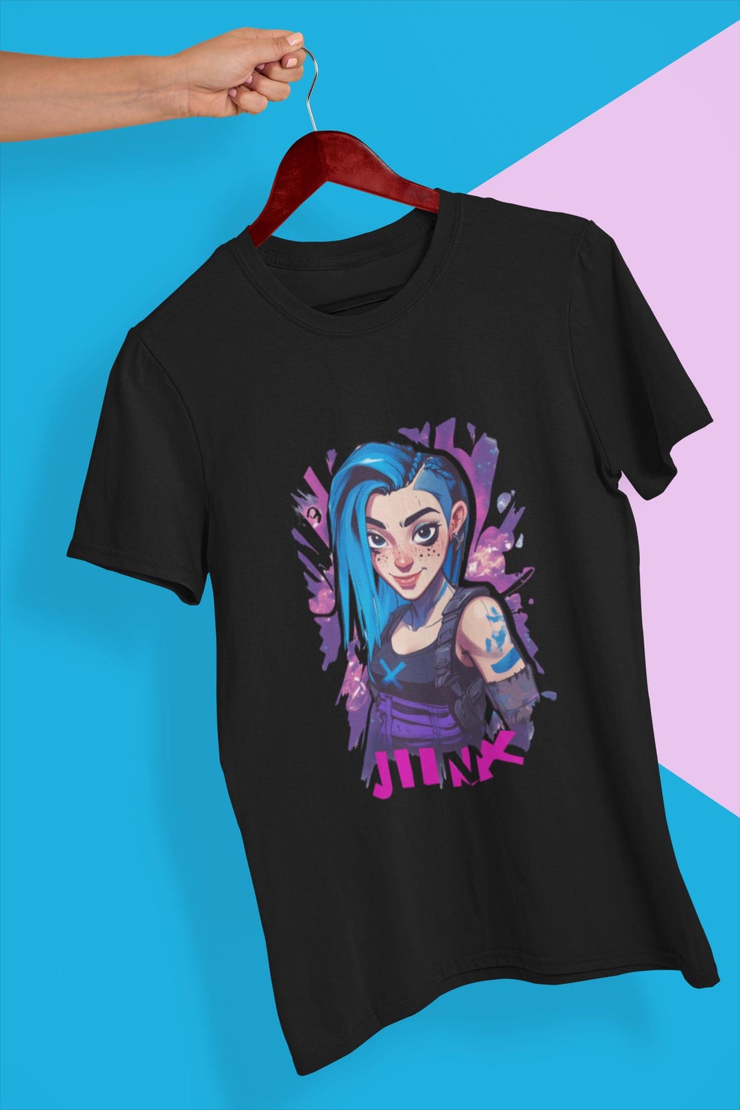 Jinx Portrait Unisex Tee, League of Legends Graffiti Shirt, Colorful ...