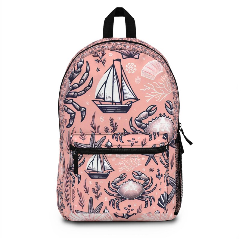 Nautical Backpack, Beach Bag, Ocean Theme School Bag, Sea Life Knapsack ...