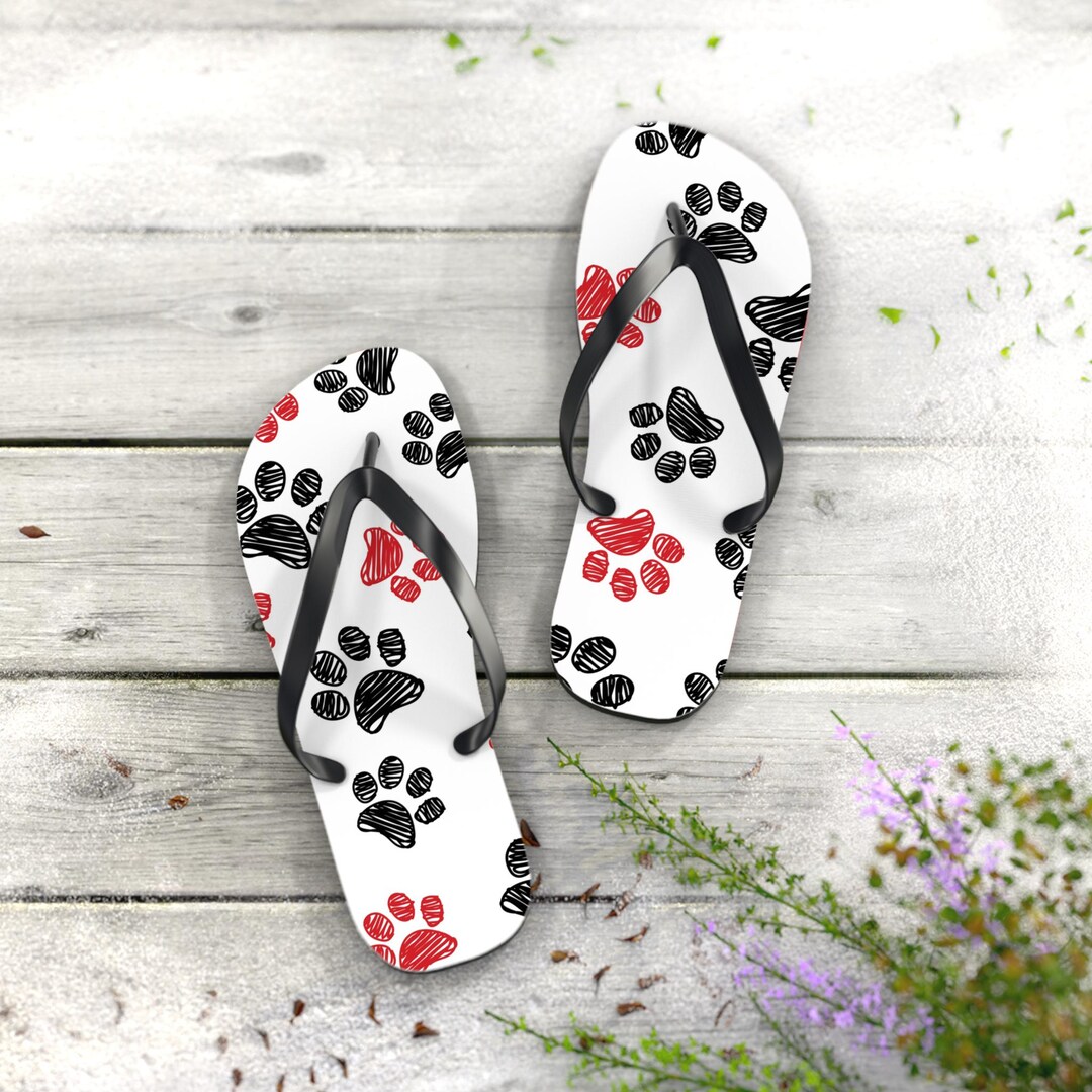 Flip Flops dog Paws Cute With Red and Black Paws - Etsy