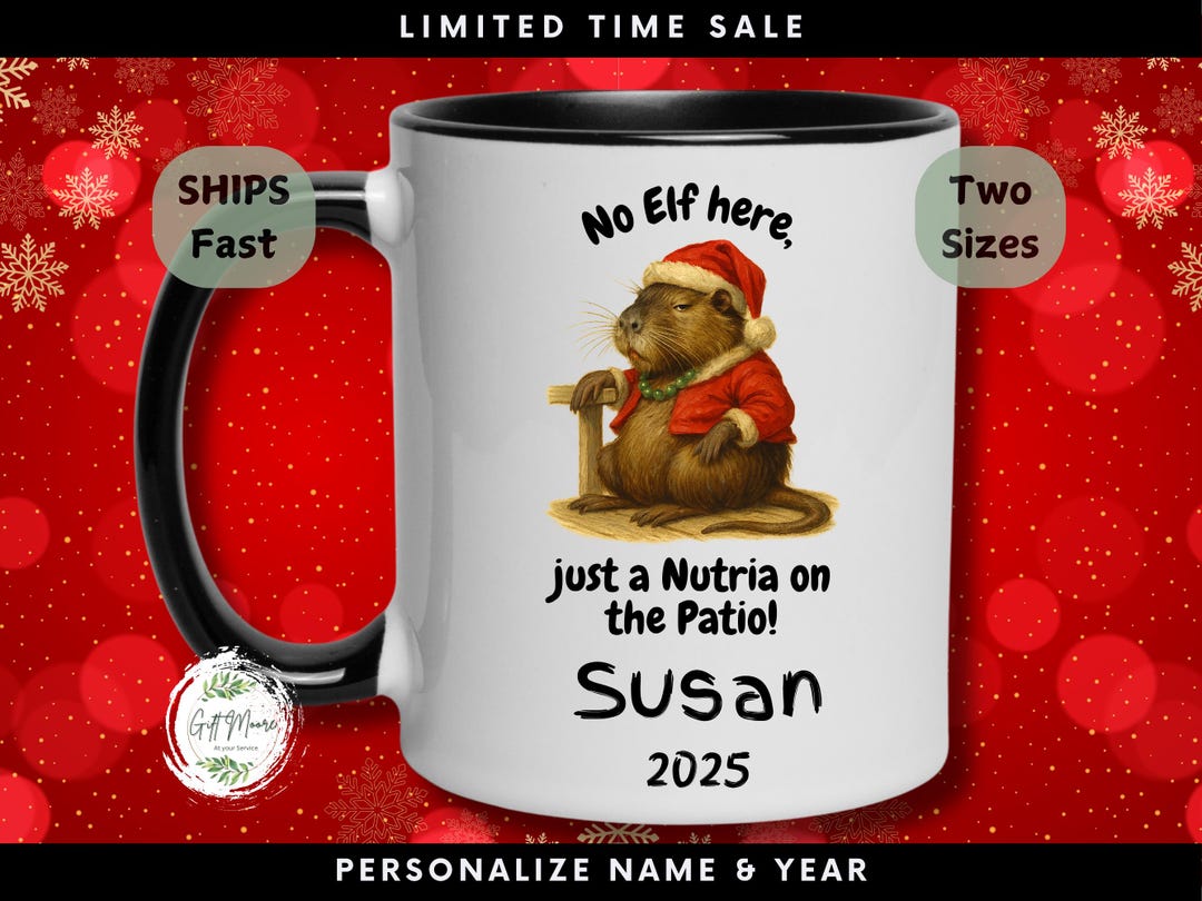 Personalized Christmas Nutria Coffee Mug: Funny Swamp Gift MUG196 - Etsy