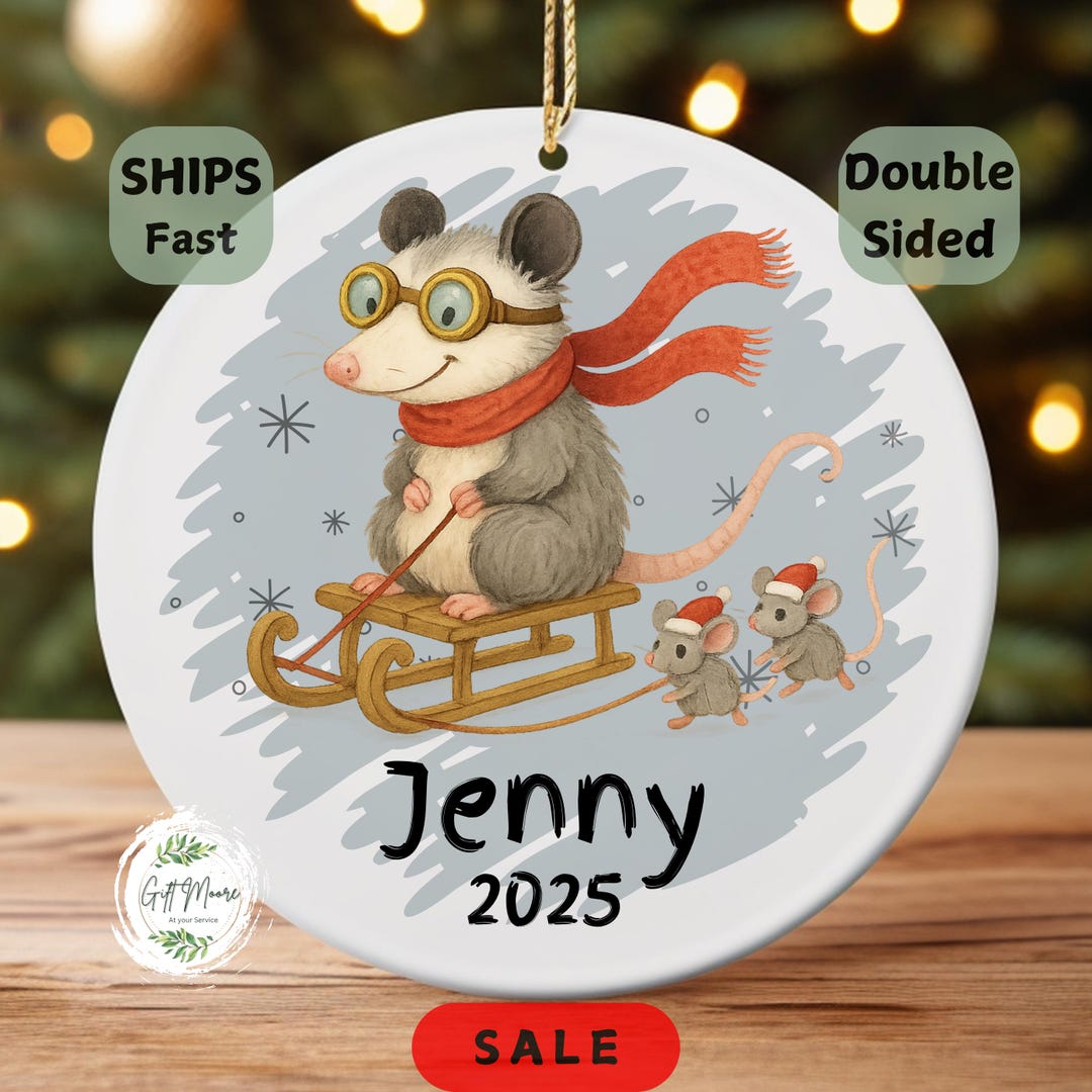 Personalized Merry Possum Christmas Ornament: Funny Custom Ceramic Gift ...