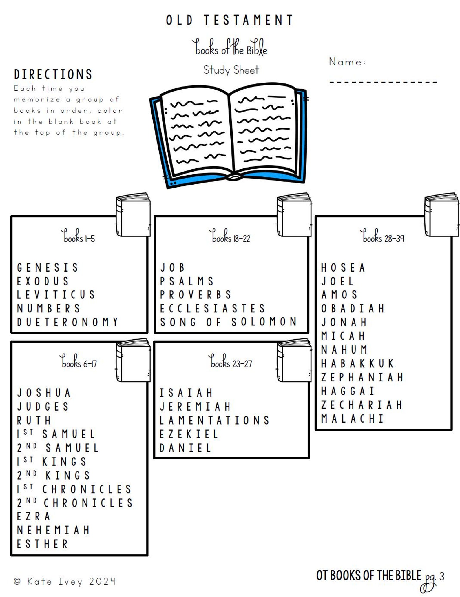Old Testament Books of the Bible Memory Resources Printable Packet - Etsy