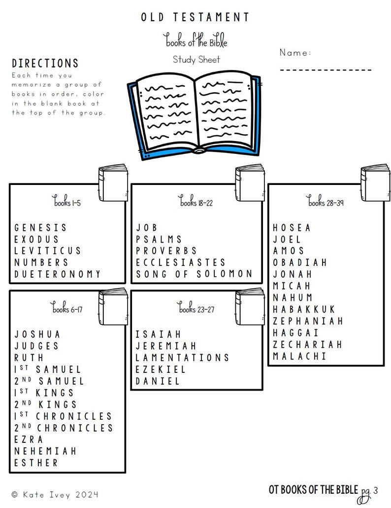 Old Testament Books of the Bible Memory Resources Printable Packet - Etsy