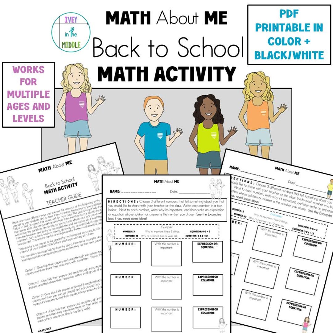 Back to School All About Me Math Activity | All Grade Levels - Etsy UK