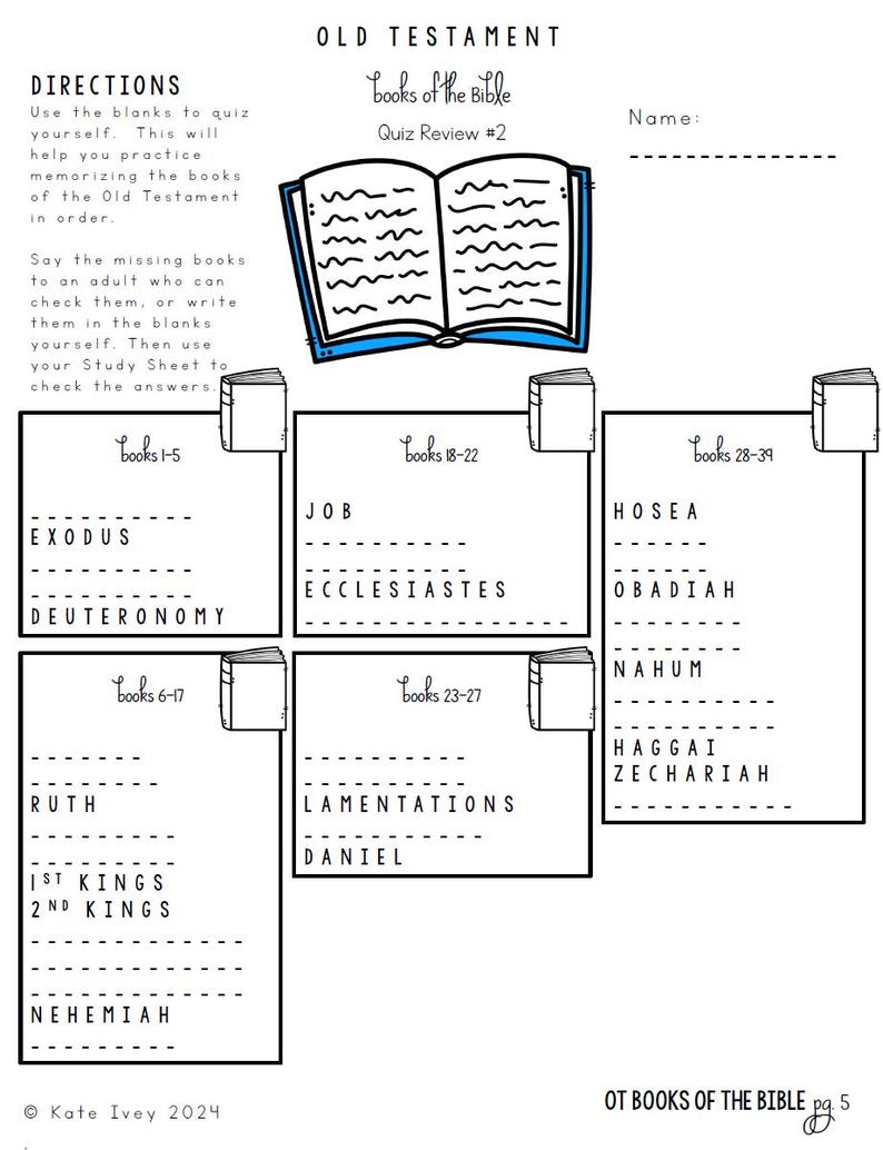 Old Testament Books of the Bible Memory Resources Printable Packet - Etsy