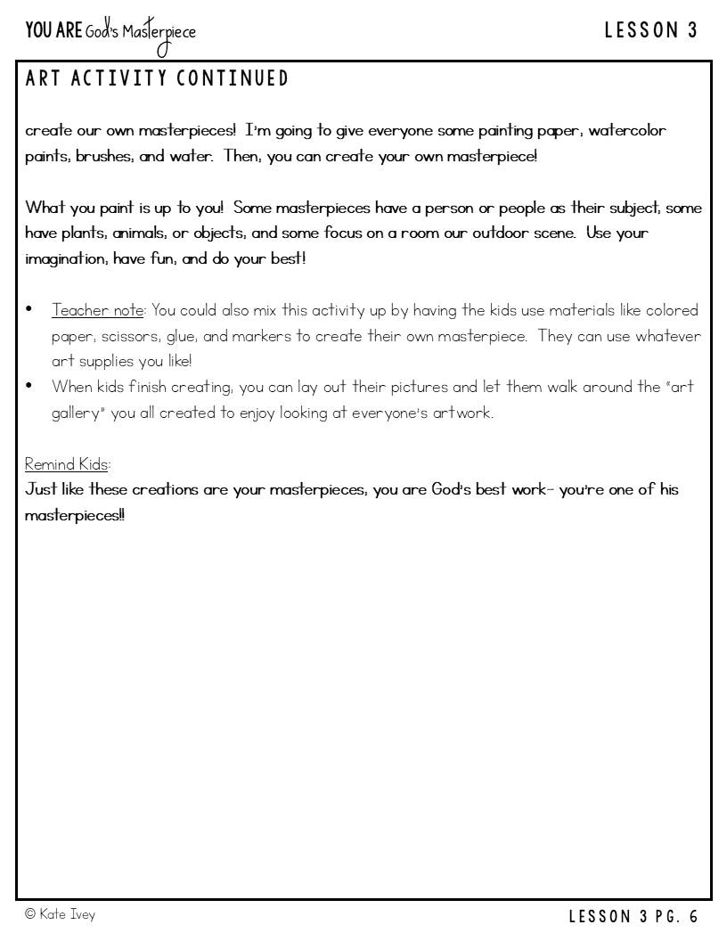 You Are God's Masterpiece Lesson | Identity in Christ for Kids Ministry ...