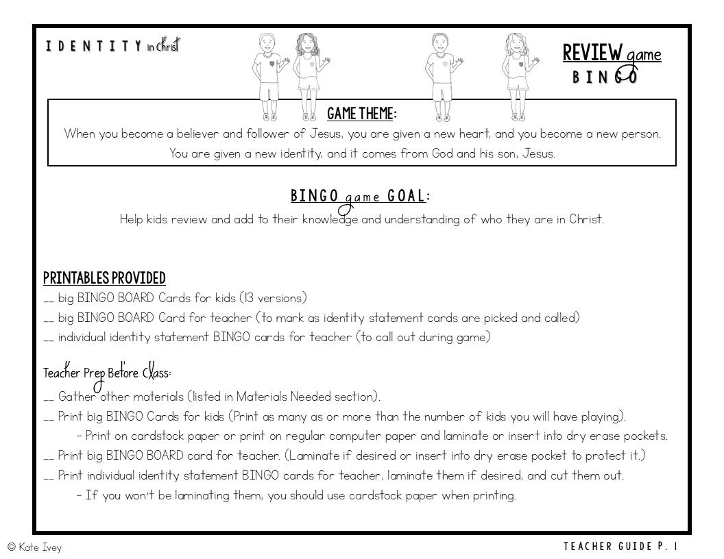 Identity in Christ BINGO Game - Etsy